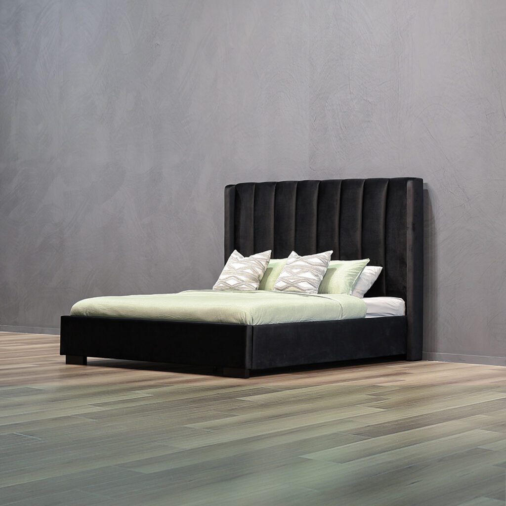 Byron Velvet Queen Bed Frame - Harbour Lane | Furniture & Bedding