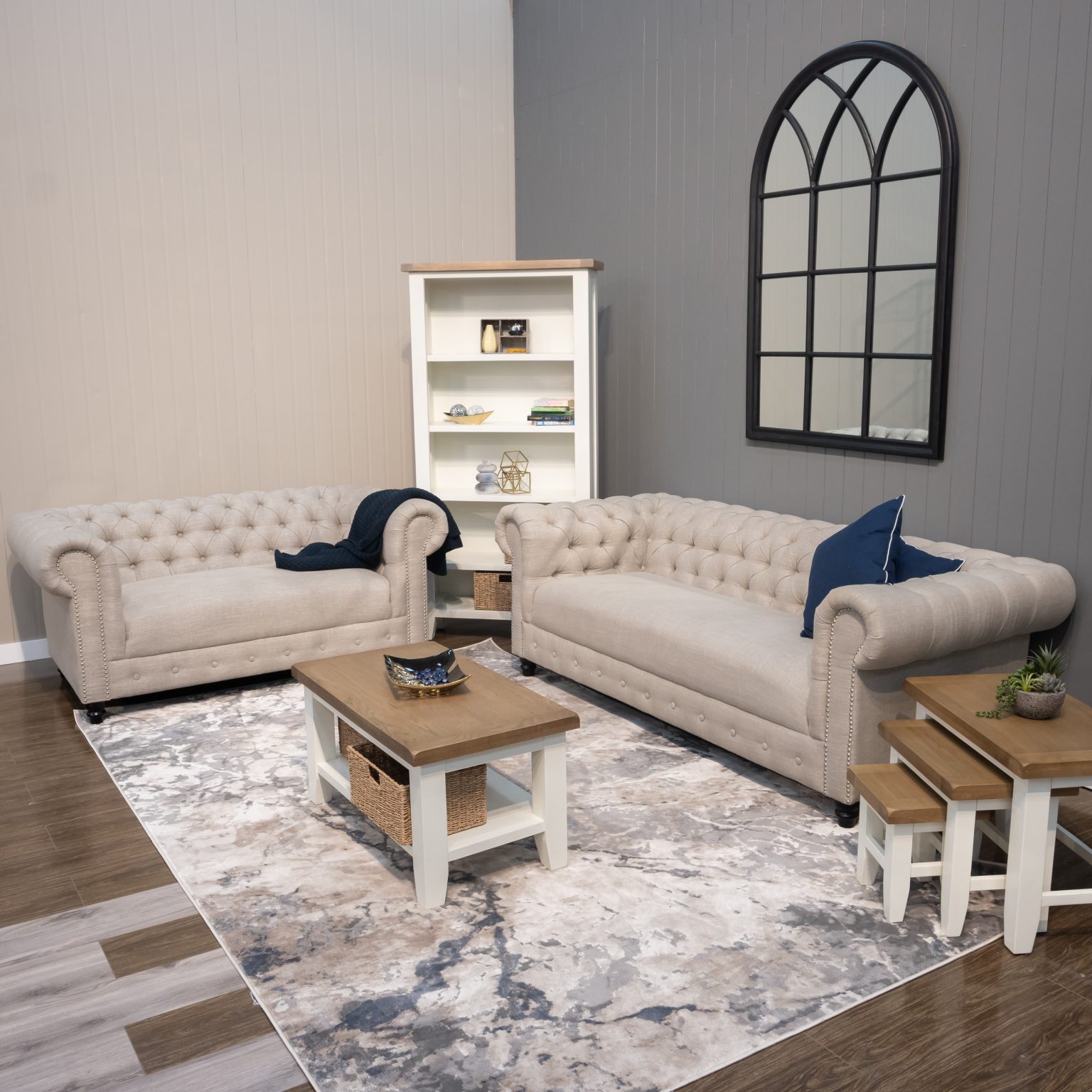 Chesterfield Linen Fabric Sofa - Harbour Lane | Furniture & Bedding